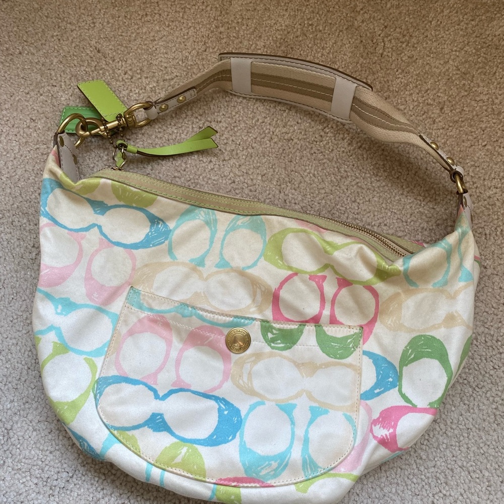 Coach Logo Hobo Purse Bag! White Paste Logos! - Gem